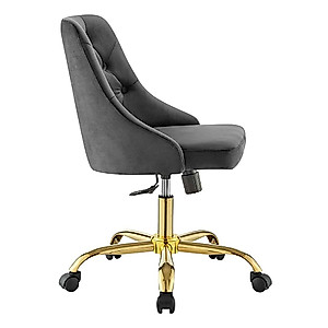 Modway Distinct Tufted Swivel Performance Velvet Office Chair, Gold Gray