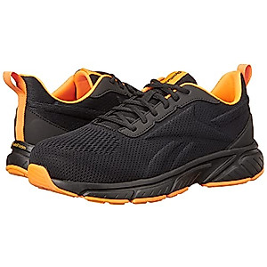 Amazon Essentials by Reebok Men's All Day Comfort Slip-Resistant Alloy-Toe Safety Work Shoe, Black/Orange, 11.5