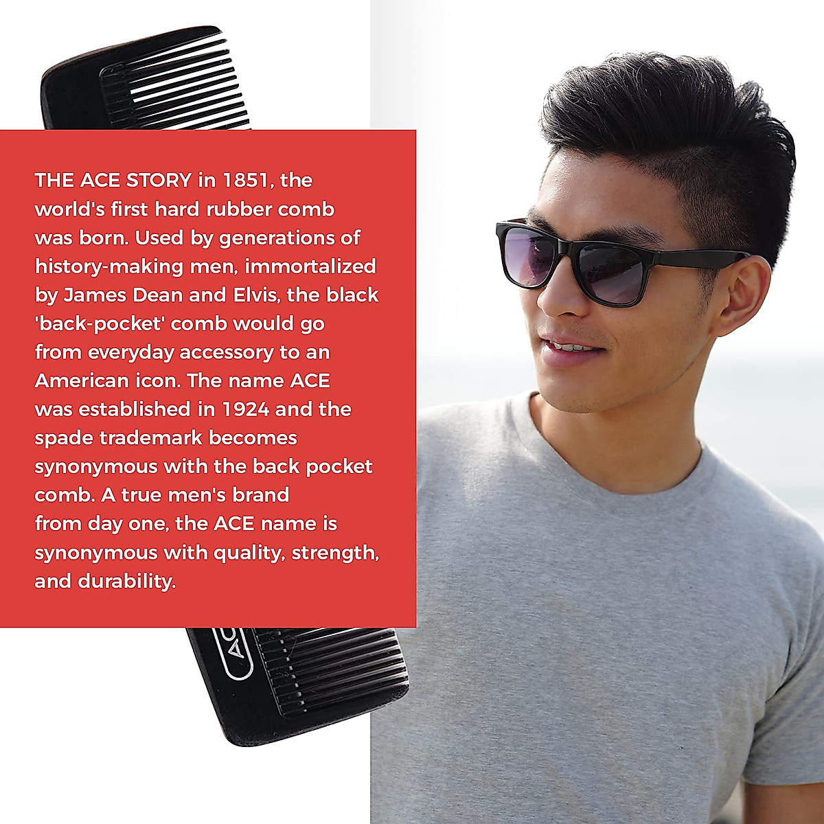 GOODY Ace Classic Bobby Pocket and Purse Hair Comb - 5 Inch, Black - Great for All Hair Types - Fine Comb Teeth for Thin to Medium Hair