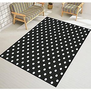 EPONGEKIT Area Rug Non-Slip Floor Mat Black and White Seamless Polka dot Pattern Indoor Outdoor Living Room Kids Room Bedroom Carpet Runner Rug Home Decor Doormat Yoga Mat Patio Mat, 47x63inch