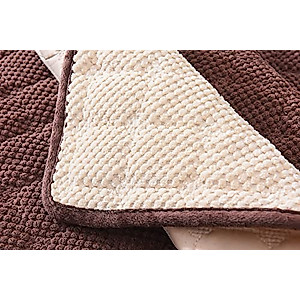 vctops Soft Corduroy Sofa Couch Cover, Plaid Sectional Couch Covers, Non-Slip Sofa Slipcover for Dogs Cats Kids(Brown,36"x82")