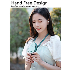 Portable Hanging Neck Fan Wearable Personal Handheld Fan Battery Operated USB Rechargeable 3 Speed Mini Handheld Air Cooling Necklace Fan for Women Eyelash Makeup Camping Outdoor (D-green)