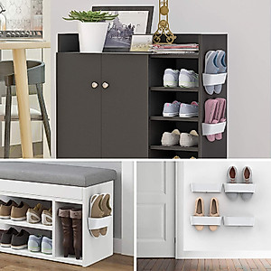 Yocice Wall Mounted Shoes Rack 2Pack with Sticky Hanging Strips, Plastic Shoes Holder Storage Organizer,Door Shoe Hangers (SM03-White-2)