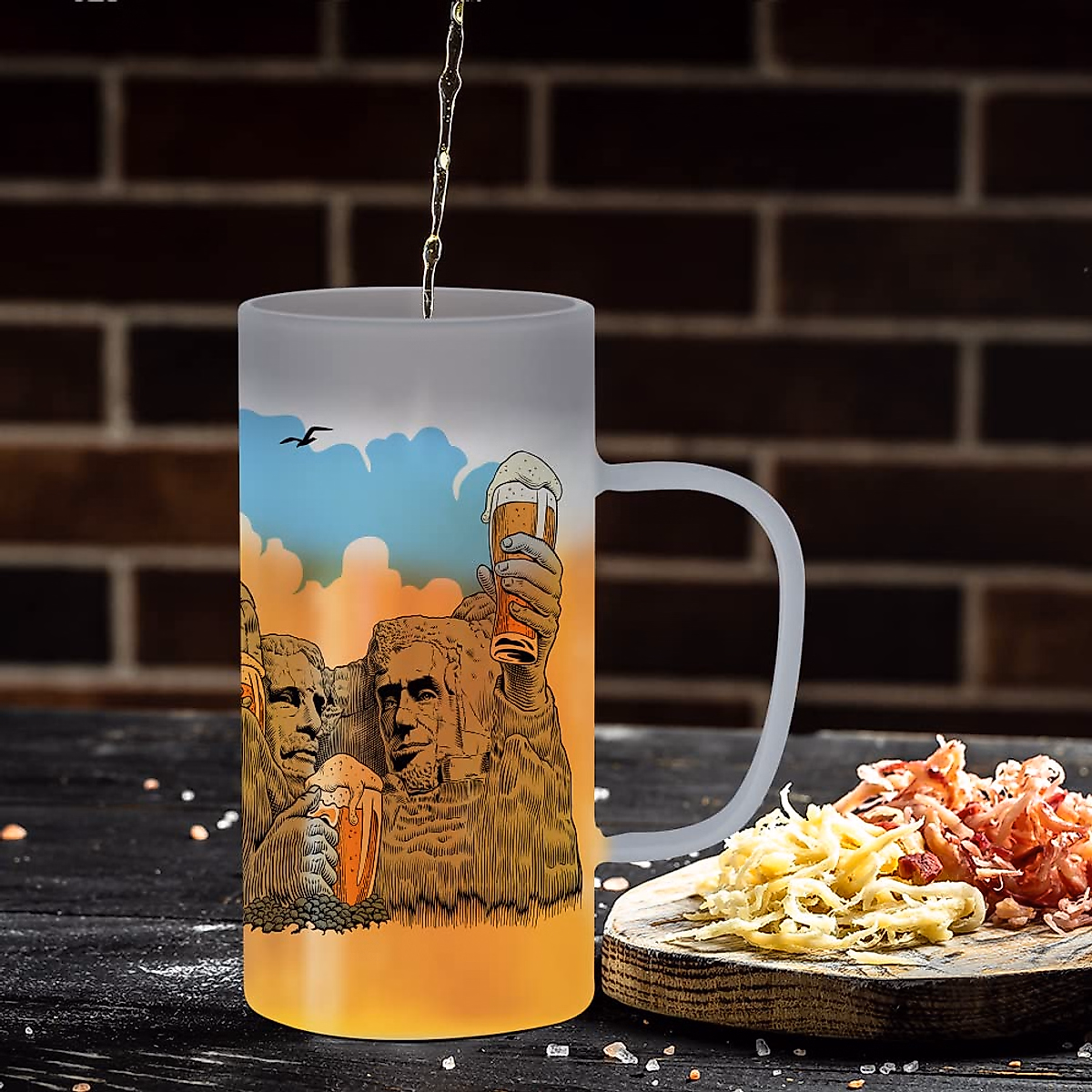 PYD Life Sublimation Glass Blanks Mug Frosted Glass Tumblers 22 OZ Coffee Beer Mugs Cups with Handle for Cricut Mug Press and Tumbler Heat Press 4 Pack