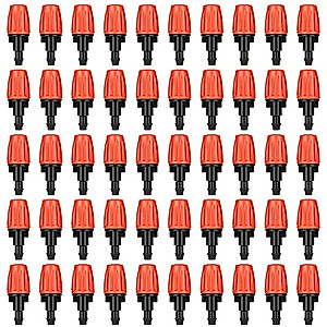 Yulaiyoen 50 Pcs Drip Irrigation Spray Emitters, Adjustable Atomizing Nozzles,1/4 Inch Drip Irrigation Parts Sprayers Drippers for Garden Greenhouse Agricultural Irrigation Patio Misting