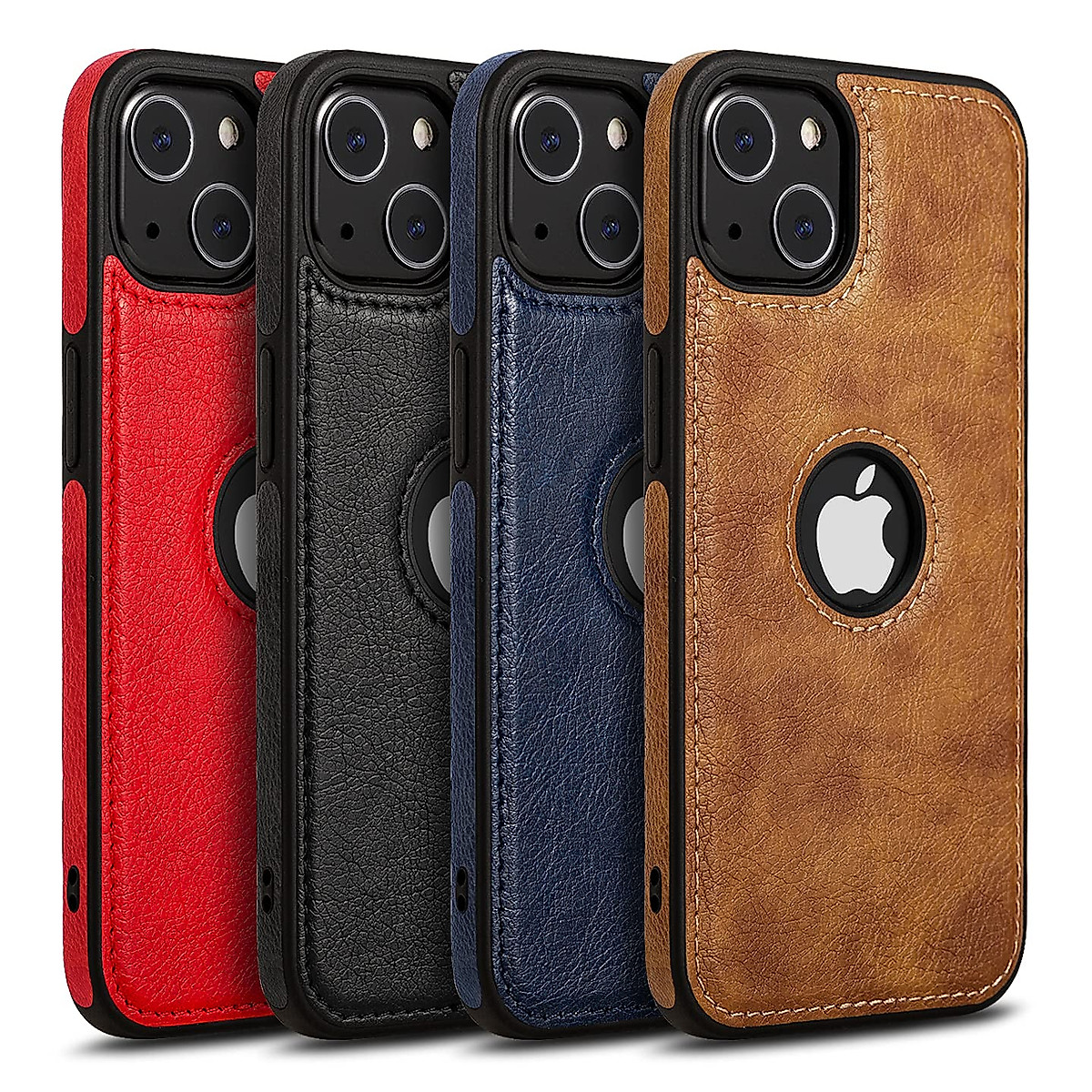 Razstorm Unique Design Luxury Leather Business Phone Case for iPhone 13 Mini Anti-Slip Scratch Resistant Ultra Slim Protective Case (2021,5.4”) (Brown)