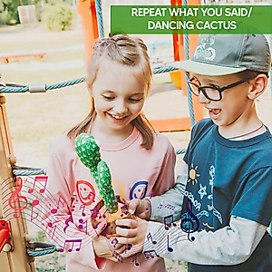 Majesty Trends Dancing Cactus Toy Talking Singing Plush Toy Mimicking Repeats What You Say, Have Recording & 120 Funny Musical Songs Wiggly Dance with Lighting Funny Kids Gift