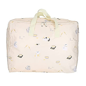 VADUMA Foldable Portable Storage Bag Double Zipper Design Moving Bags Totes Quilt Pillow Blanket Organizing Bag(Beige cat)