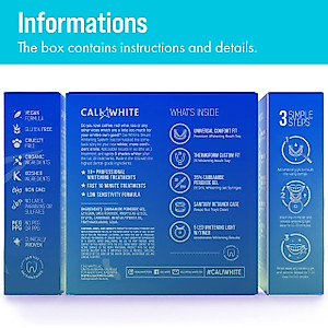 Cali White Teeth Whitening Strip Kit with LED Light and Batteries - Organic Peroxide Teeth Whitening Gel - Set of White Strips - 2x5ml Syringes, Thermoform Whitening Kit Trays and Case