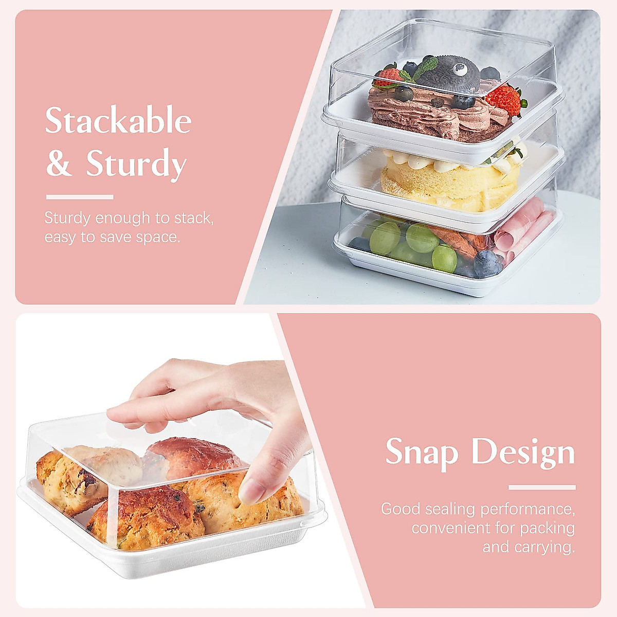 ZORRITA 50 Pack Plastic Charcuterie Boxes with Lid