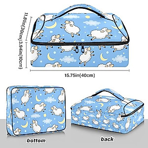 Kcldeci Insulated Thermal Food Carrier Insulated Casserole Carrier for Hot or Cold Food,Cute Cartoon Sheep Insulated Tote Bag for Potluck Cookouts Parties Picnic,Lasagna Lugger