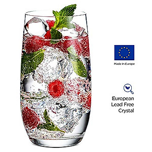 Godinger Highball Glasses, Tall Beverage Glass Cups, European Made - 16oz, Set of 4