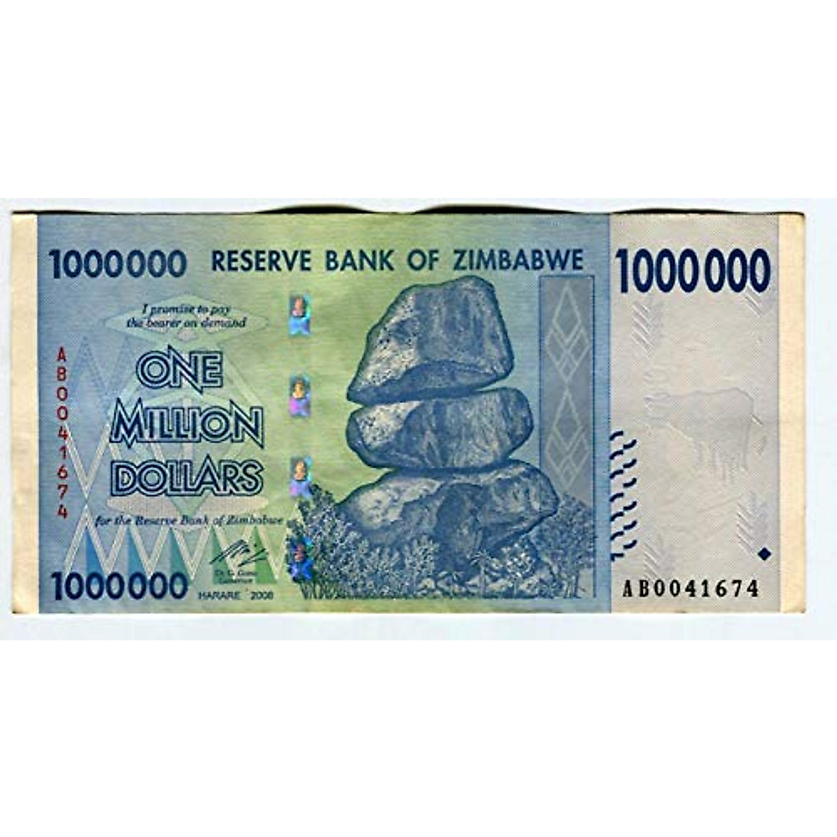 2008 - Reserve Bank of Zimbabwe $1 Million Dollars Seller Circulated (Various Grades)