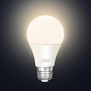Feit Electric OM60/927CA/AG 60W Equivalent WiFi Dimmable, No Hub Required, Alexa Google Assistant A19 Smart LED Light Bulb, 4.4" H x 2.3" D, 2700K Soft White