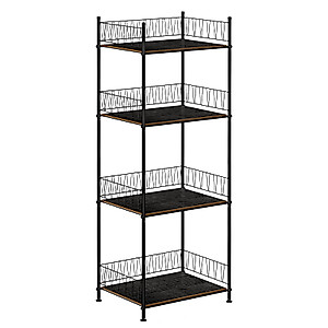 4 Tier Water Bottle Organizer Shelf Bottled Water Storage Rack for Floor Metal Wire Rack Shelving Standing Shelf Units for Pantry Kitchen Bathroom House, Black