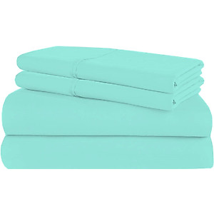 Full Sleeper Sofa Fitted Sheet 100% Egyptian Cotton - Easy to fit - Luxurious Finish, Highly Durable, Breathable& Comfortable Sheets- 600 Thread Count Aqua Blue