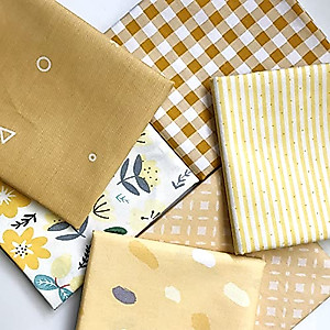 Gnognauq 6pcs 18 x 22 inches (46cmx56cm) Fat Quarters Quilting Fabric Bundles Quilting Fabric for Scrapbooking Cloth Sewing DIY Crafts Handmade (Yellow Series)