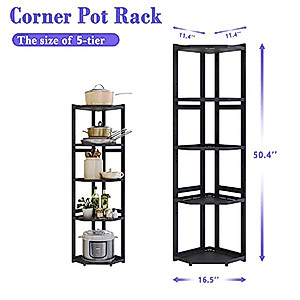 Auroglint Pan Organizer Rack for kitchen, Adjustable Pan Pot Rack with 5 Tiers, Heavy Duty Pot Organizer Premium Kitchen Organization