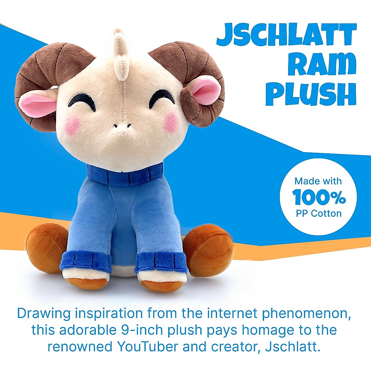Youtooz Jschlatt Ram Plushie 9" Inch, Jschlatt Soft Rammie Plush Collectible by Youtooz Plush Youtubers Creator Collection