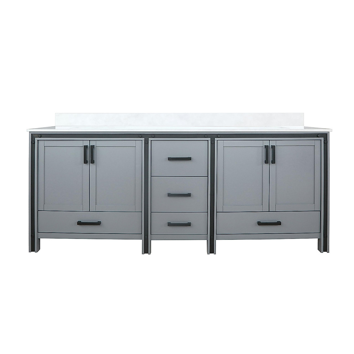 Bell+Modern Augustine 84 in W x 22 in D Dark Grey Double Bath Vanity and White Quartz Top