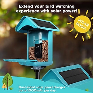 Cuckoo Smart Bird Feeder with Camera, Auto Capture Bird Videos with APP, Motion Detection Solar Charging Bird House for Outdoor use, for Bird Watchers(WiFi 2.4GHz)