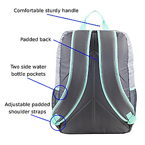 FUEL Top Loader Backpack with Lunch Box Combo – 18” Two Compartment Water Resistant Durable Adjustable Straps with Side Water Bottle Pockets 2 in 1 Set – Slate Grey
