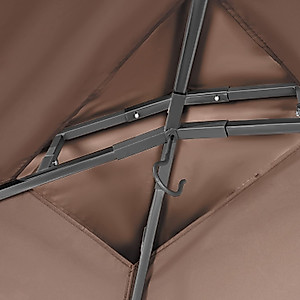 Grill Gazebo Replacement Canopy Roof, 5'x8' Outdoor BBQ Top, Double Tiered Shelter Cover Fit for Model L-GG001PST, L-GZ238PST (Brown)