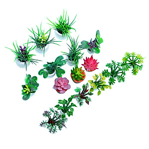 Birostiana Miniature Dollhouse Accessories 16 Pieces Miniatures Plants Flowers Bonsai Greenery Ornament Mini Toys for Dollhouse Fairy Garden Landscape DIY Decor Craft