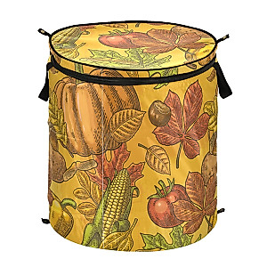 Autumn Pumpkin Pop Up Laundry Hamper Collapsible with Lid Dirty Clothes Hamper Laundry Basket Storage Hamper Organizer for Kids Room, Closet, bathroom, Bedroom