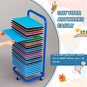 Ireer 2 Pcs Art Drying Rack 25 Removable Shelves Mobile Paint Drying Rack Sturdy Canvas Rack Art Storage with Wheels for Drawing Display Classroom and Art Club Home Schooling, 13 x 39.4 x 17.8 Inches