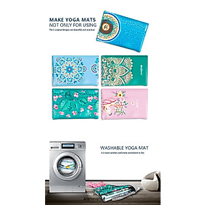 Meileer Yoga Mat |Travel Yoga Mat| Foldable Lightweight Anti-Slip Quick Dry Luxurious Yoga Mat/Towel|1mm Thick|Spray Bottle Included (Mystical Mandala)