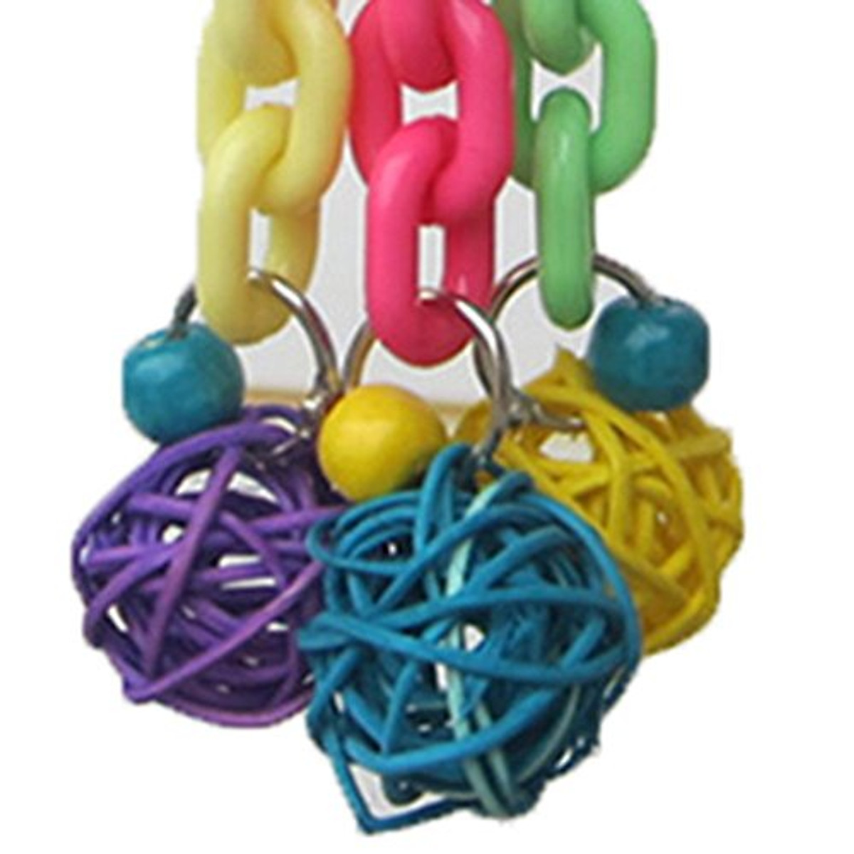 Hypeety Parrot Chew Toys Colourful Balls Hanging SwingToy for Pet Bird Parrot Parakeet Cockatiel Conure African Grey Cockatoo Amazon Budgie Lovebird Cage Chew Toy (A)