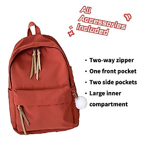 taimowei Kawaii Middle School Cute Bookback Large Capacity College Aesthetic Backpack for Teen Girls (Orange)