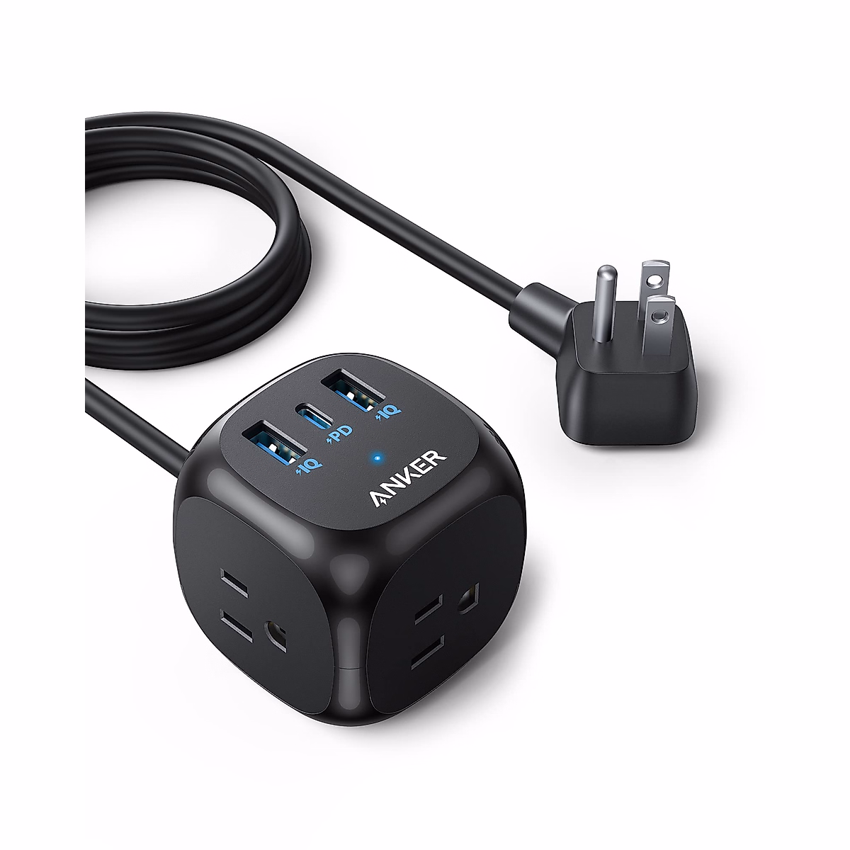 Anker 20W USB C Power Strip, 321 Power Strip with 3 Outlets and USB C Charging for iPhone 15/15 Plus/15 Pro/15 Pro Max, 5 ft Extension Cord, Power Delivery Charging for Dorm Rooms,Home Office(Black)