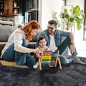 SOANNY Dark Grey Area Rugs for Living Room Bedroom, 4x6 ft Tie-Dyed Shag Lounge Carpet, Fluffy Plush Soft Throw Rug for Kids Room Nursery Indoor Furry Floor Carpets Home Decor