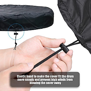COOSOO 55 Gallon Drum Lid Cover 4 Pack Water Rain Barrel Trash Can Cover with Adjustable Drawstring Waterproof Dustproof Cover for All Weather Protection (1)