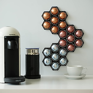 Hemiola Coffee Pod Holders, Honeycomb Capsule Organizer Set Intended for Nespresso Vertuoline Pods, Fridge and Wall Mount, Magnetic and Foam Tape Included, Pack of 3, Holds Up to 21 Pods