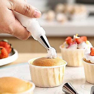 Silicone Baking Mat Kit, Non-Stick Food Grade Silicone Mats Set of 2 Half Sheet Macaron Mats, 6 Piping Tip,2 Piping Bag and 2 Tie Heat Resistant,BPA Free-Reusable Nonstick Liners for Baking Pans