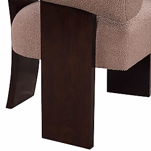 YISH WF303949AAD Teddy Velvet Accent Upholstered Dining Chair with Curved Wishbone Frame, Single Sofa Armchair for Living Room Reception, Light Brown