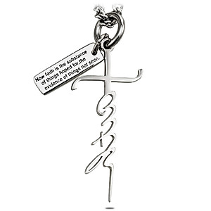 Shields of Strength Women's 14K Gold or Stainless Steel Faith Cross Pendant Necklace Hebrews 11:1 Bible Verse Christian Gifts Religious Jewelry Girl