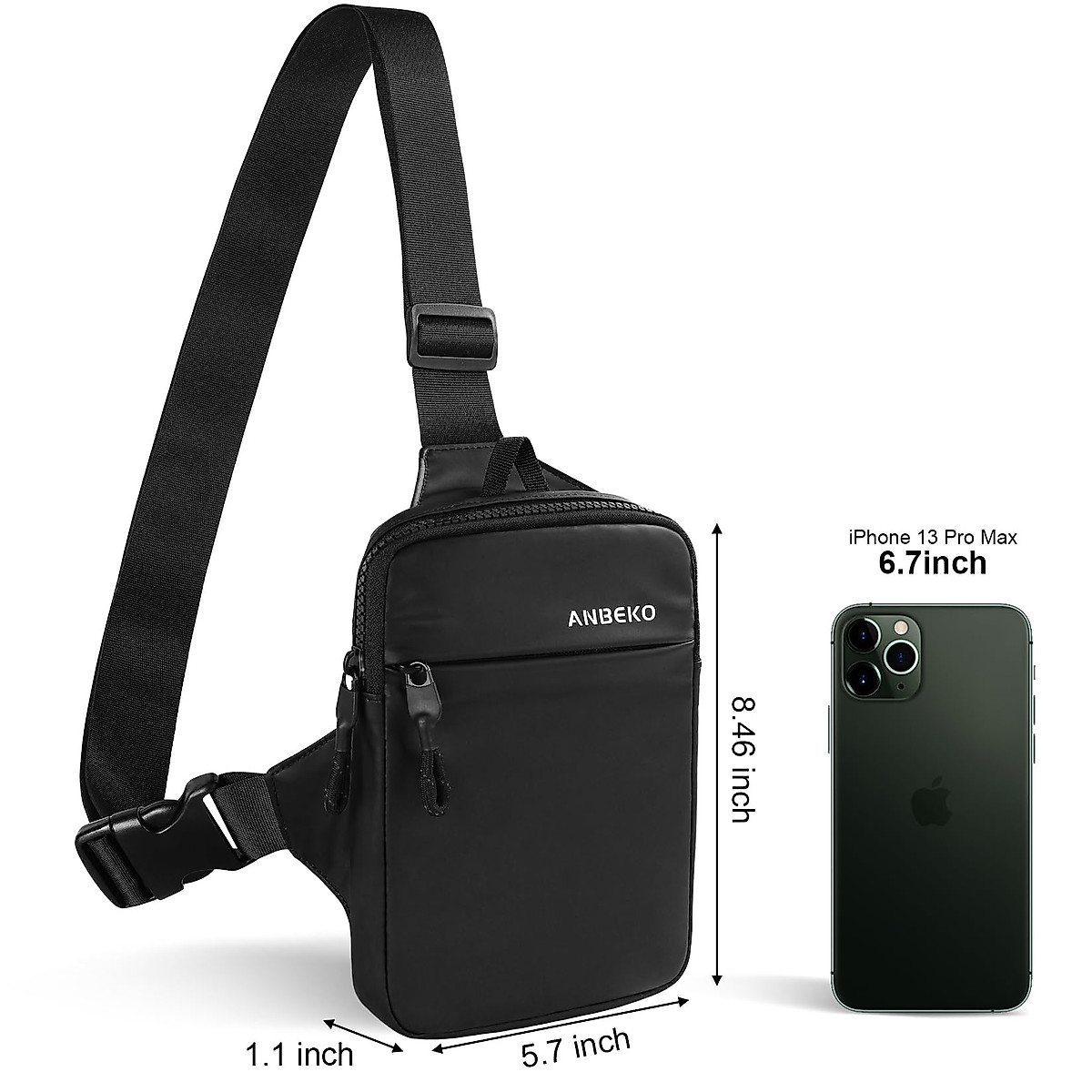 ANBEKO Small Crossbody Sling Bag Fanny Packs for Men Women, Mini Travel Shoulder Messenger Bag Chest Bag (PU)