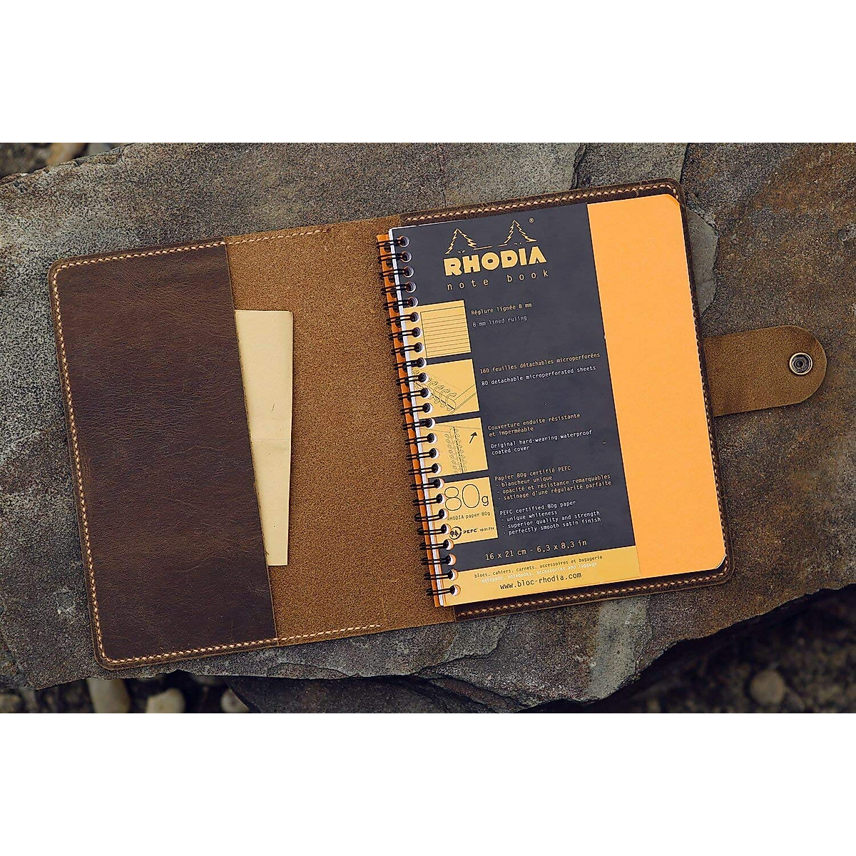 Personalized vintage rhodia leather cover distressed leather cover for rhodia wirebound meeting notebook A5+ NRA5P05S