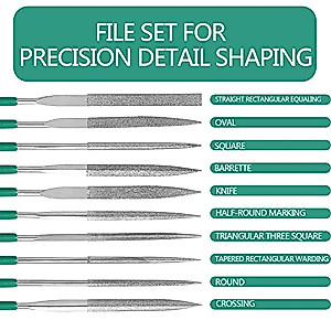 Millousong Hand File Set,Diamond Needle Files 6.3' /10 Shapes for Metal,Plastic,Wood,3D Printer Basic Suite for home and office with box