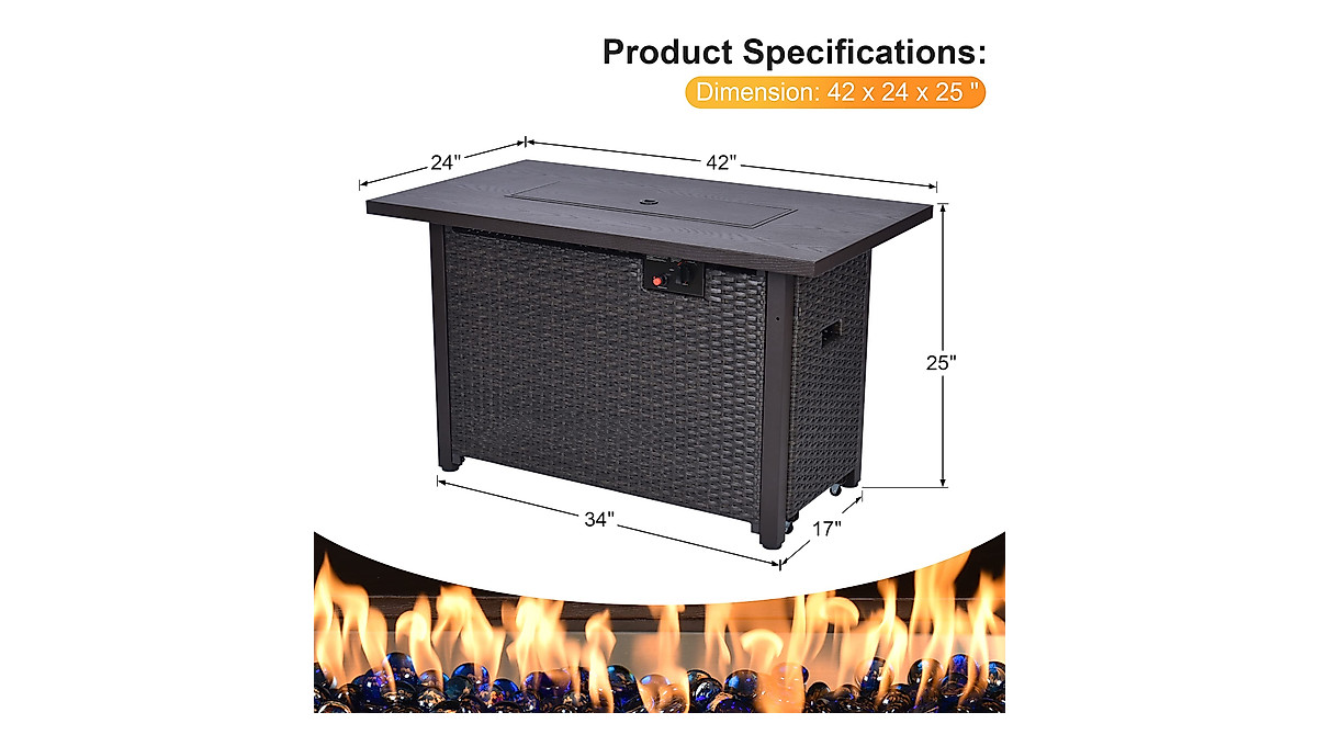 42" Propane Gas Fire Pit Table - Perfect for Outdoor Gatherings