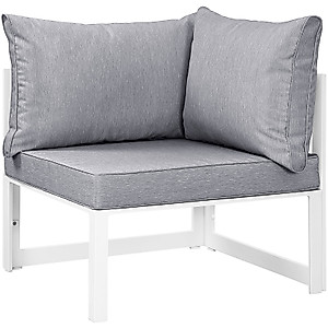 Modway Fortuna Aluminum Outdoor Patio Corner Chair in White Gray