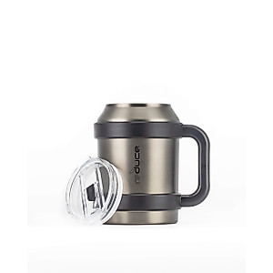 REDUCE Cold1 50 oz Reusable Mug Tumbler with Handle - Insulated Stainless Steel Water Bottle for Home, Office and Gym; Straw or Sip Leakproof Lid When Closed. Keeps Drinks Ice Cold All Day - Charcoal