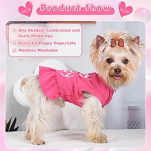 Dog Dresses for Small Dogs Girl, Cute Dog Clothes I Love My Mom/Dad Pink Dog Dress Breathable Pet Spring Summer Clothes Puppy Cat Outfits for Valentines Day