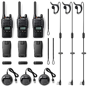 BAOFENG Walkie Talkies for Adults, Long Range Rechargeable Walky Talky BF-88ST Pro NOAA VOX Dual Watch, with Desktop Charger and Earpieces (3 Pack)