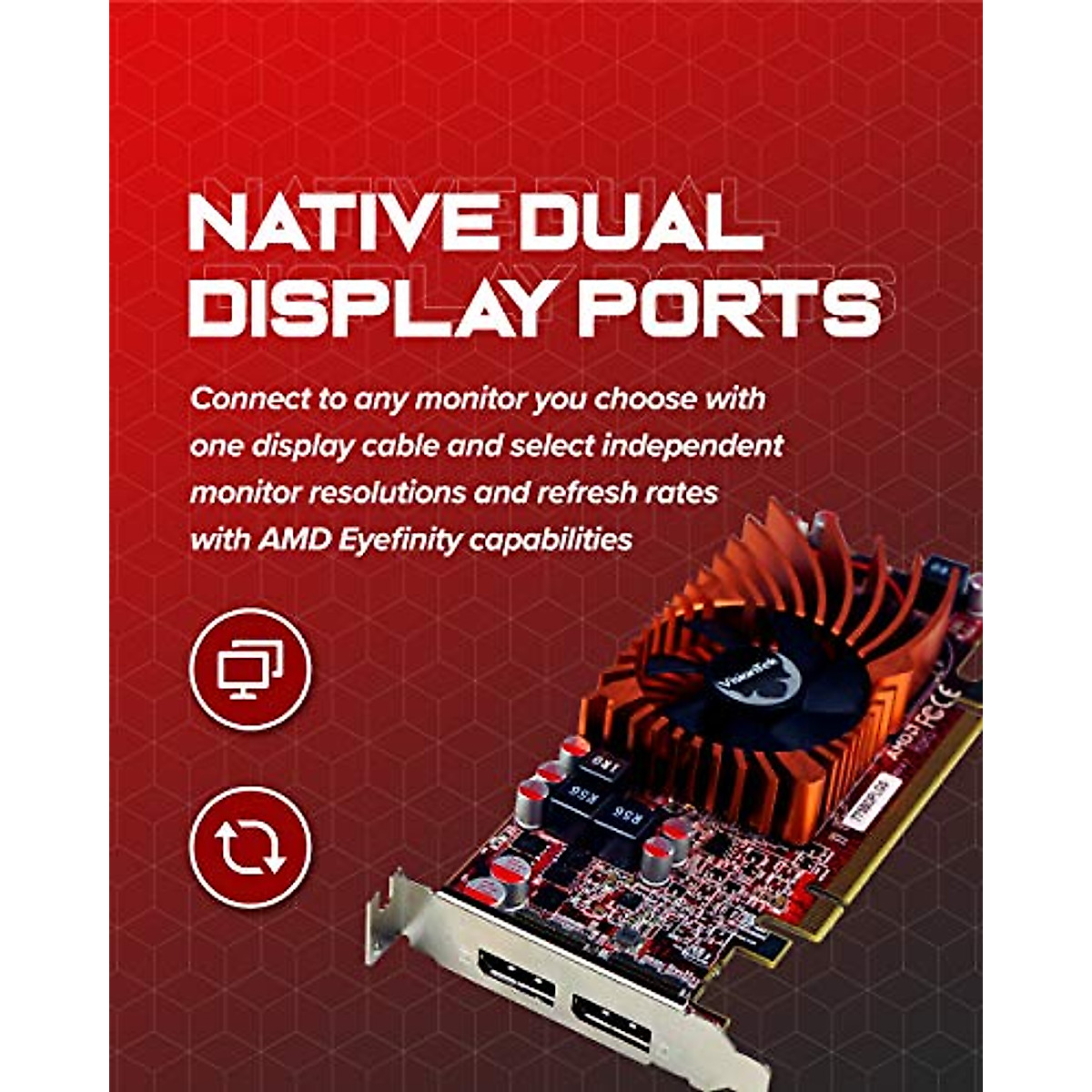 VisionTek Radeon 7750 2GB GDDR5 SFF Graphics Card, 4k 2 DisplayPort 1.2, PCIe, 7.1 Surround Sound, Full-Height Bracket - 900942