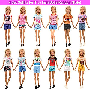 27 Pcs Doll Clothes and Accessories Including 8 Set Clothes Hooded Sport Suits Fashion Outfits Tops and Pants/Shorts with 15 Pairs of Shoes 4 Accessories for 11.5 Inch Dolls(Doll NOT Include)